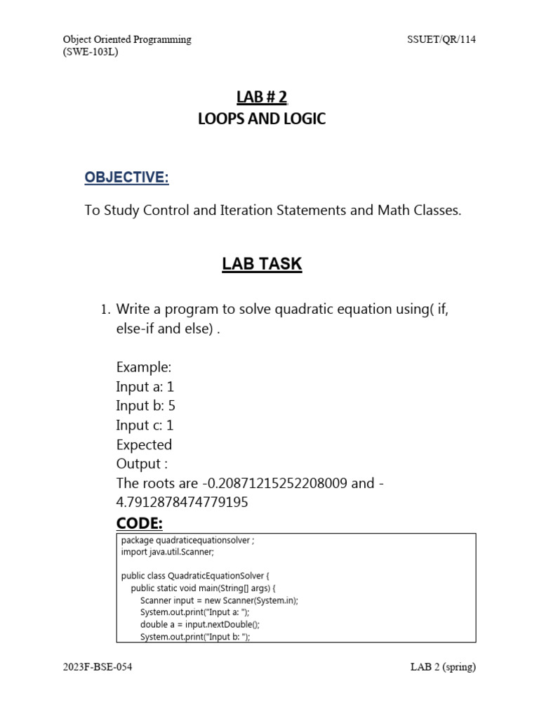 Lab # 2 | Download Free PDF | Parameter (Computer Programming) | Programming Paradigms