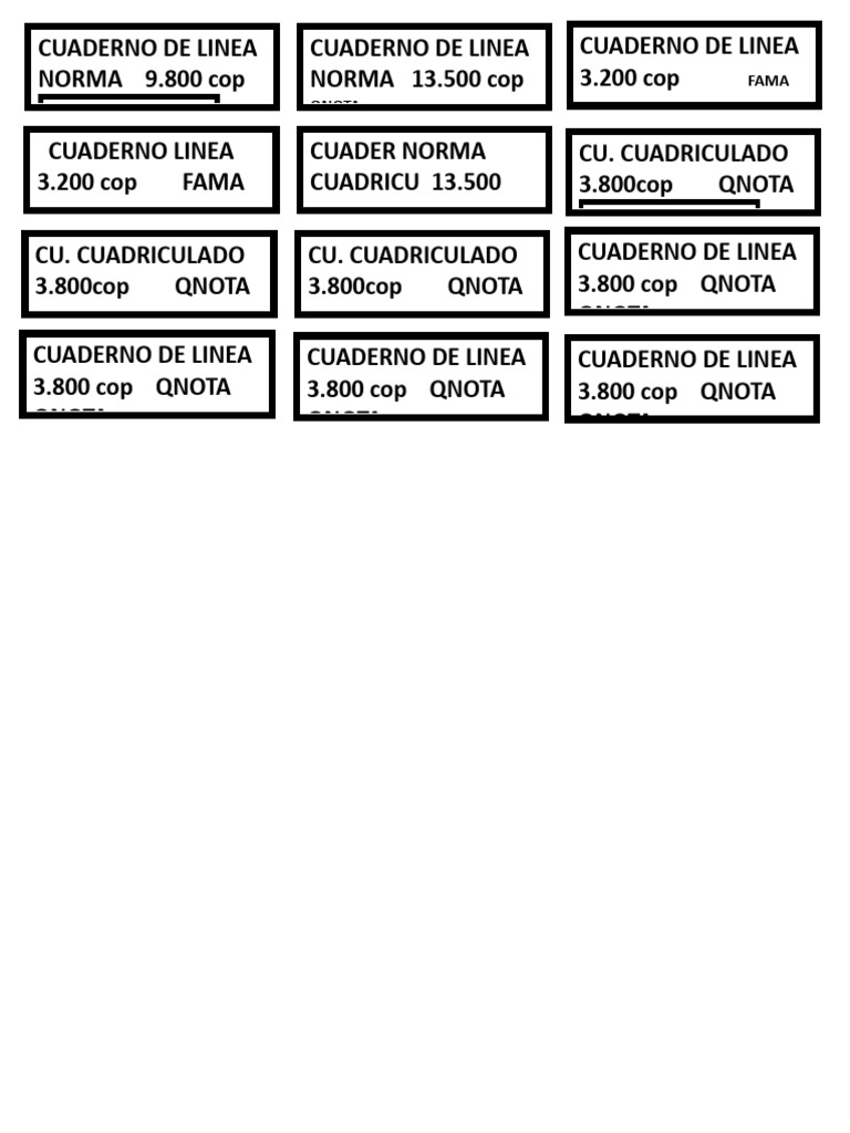 Precios de Libretas | PDF