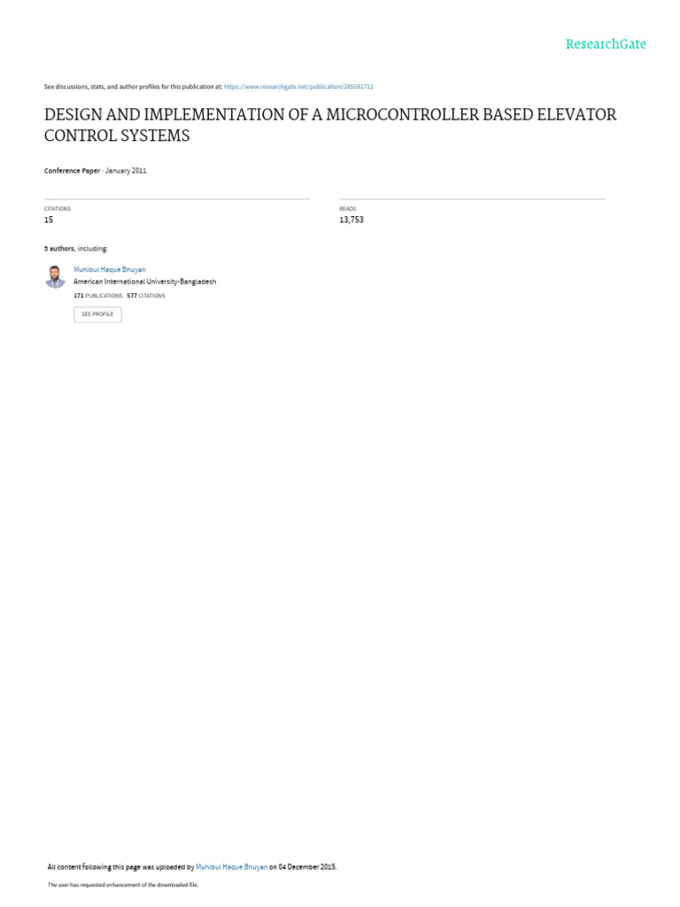 Microcontroller-Based Elevator Control System | PDF | Microcontroller ...