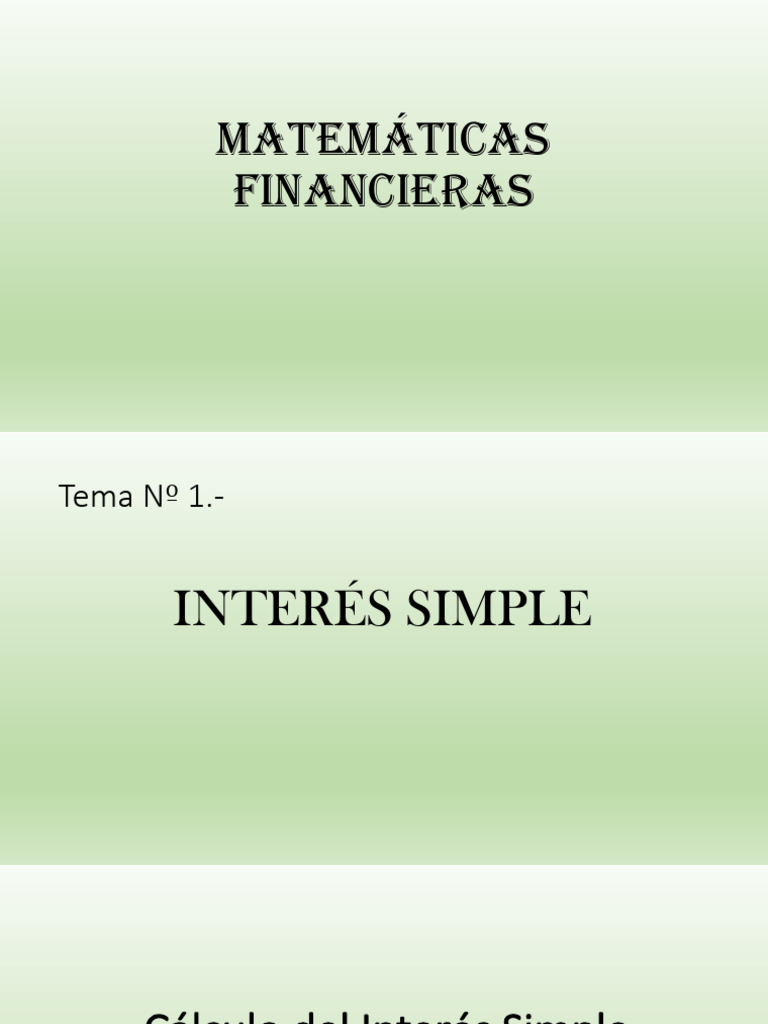 Clase #2 - Cálculo Del Interés Simple | PDF | Matemáticas
