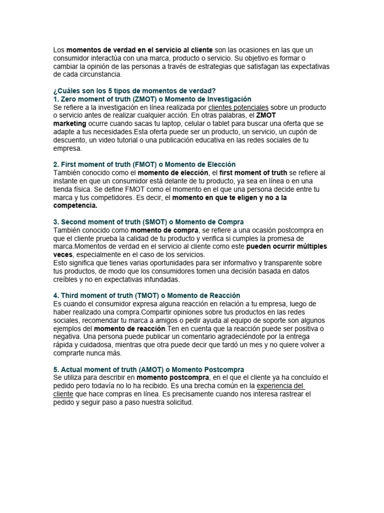 Momentos de Verdad en Servicio Al Cliente | PDF | Marca | Cliente
