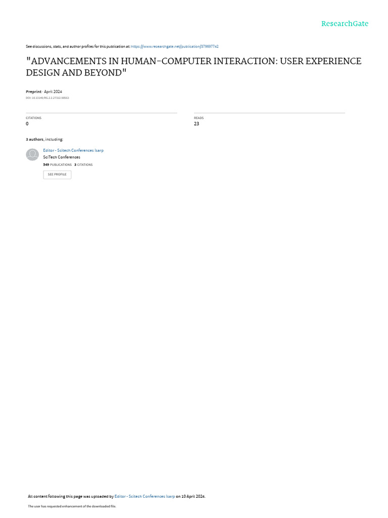 Advancements In Human Computer Interaction User Experience Design And
