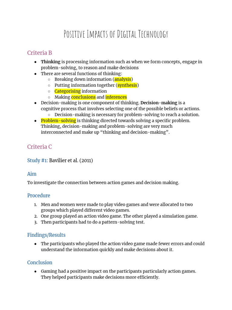 Positive Impacts of Digital Technology | PDF | Decision Making ...