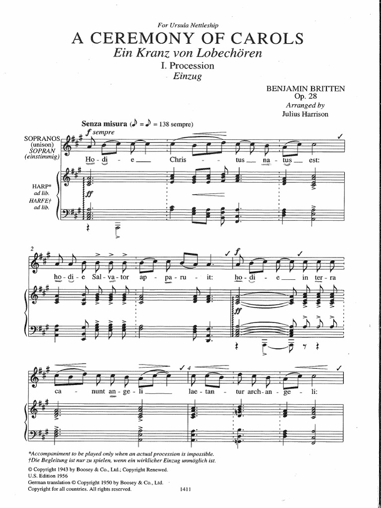 Britten - A Ceremony of Carols - 1. Procession | PDF