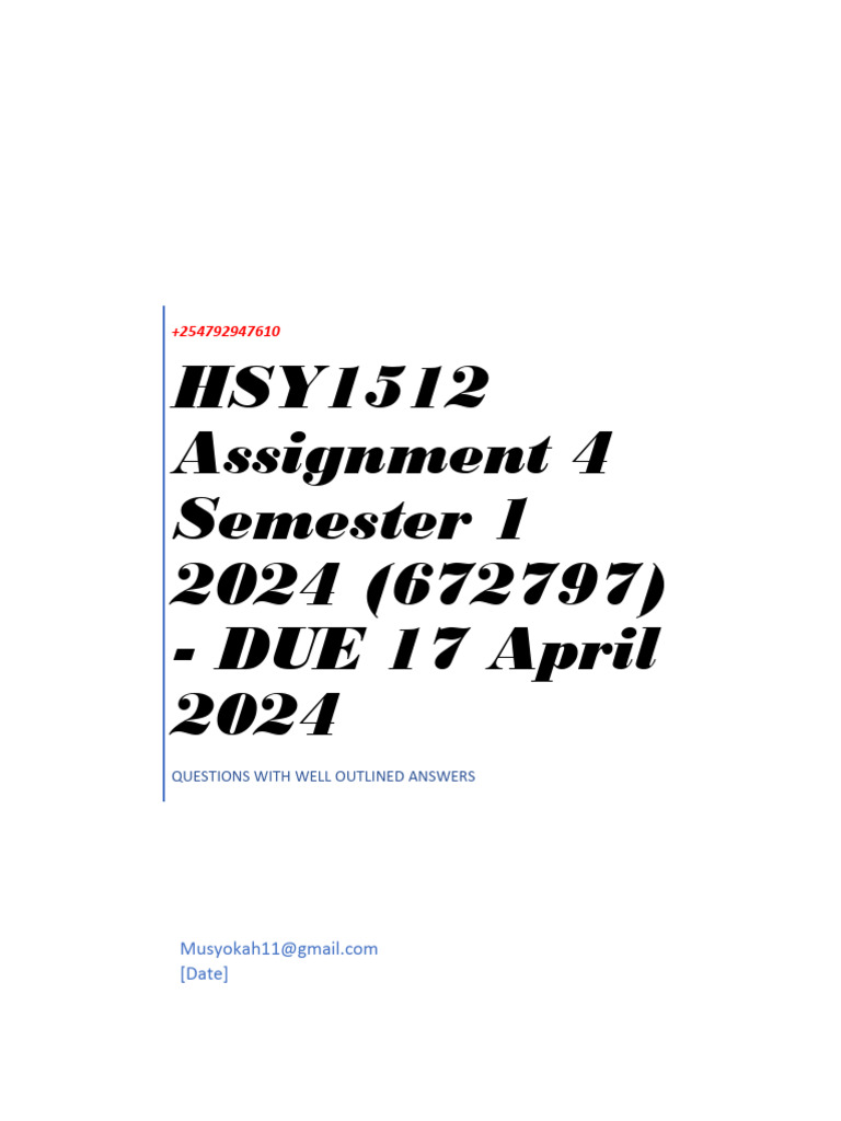 HSY1512 Assignment 4 Semester 1 2024F3 | PDF | Slavery | Social Stratification