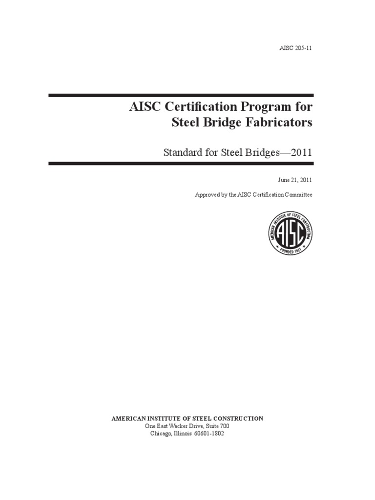 AISC Certification Program For Steel Bridge Fabricators | PDF | Quality ...