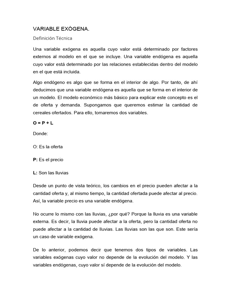 Variable Endògena - Exogena y Otros Temas Importantes | PDF | Deuda ...