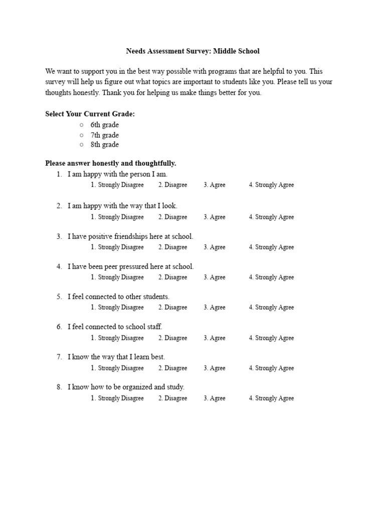 Needs Assessment | PDF | Needs Assessment | Psychological Concepts