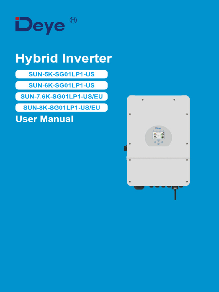Deye 8kW Hybrid Inverter Manual | PDF | Solar Panel | Photovoltaics