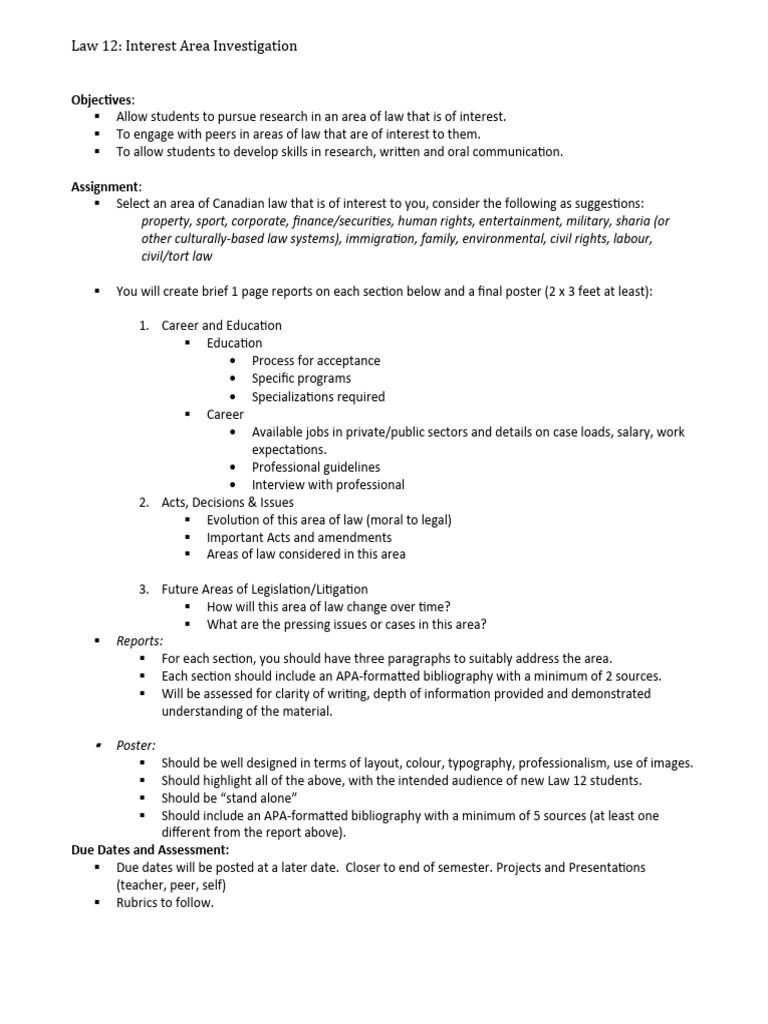 Canadian Law Research Project Guide | PDF | Justice | Crime & Violence