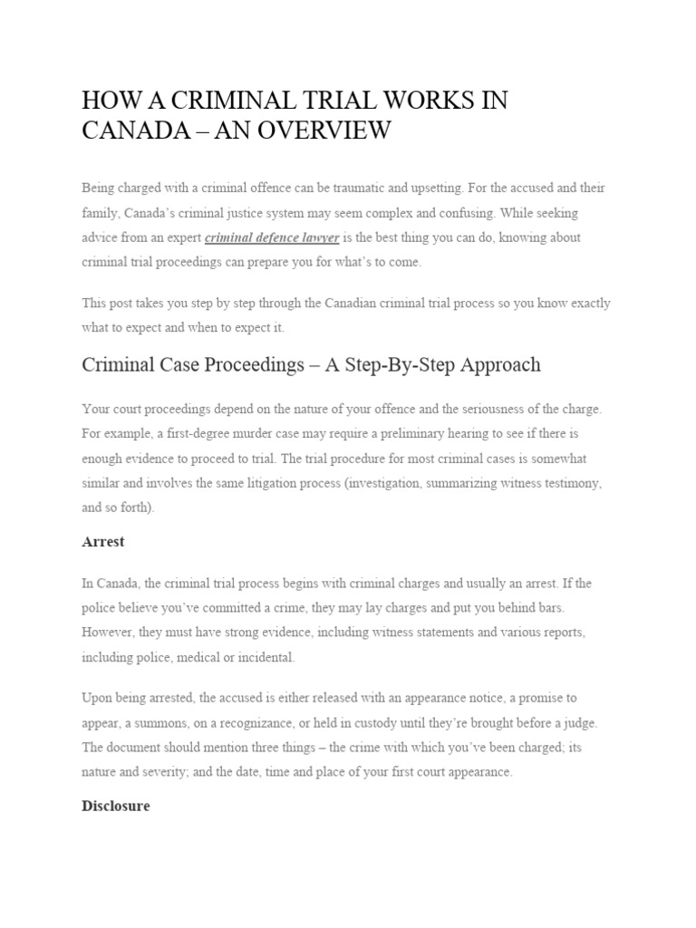 Law 12 How A Criminal Trial Works in Canada | PDF | Prosecutor | Trials