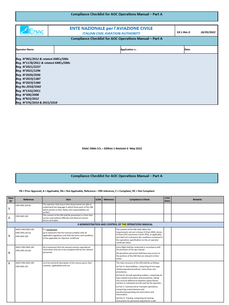 AOC Operations Manual Compliance Guide | PDF | Aviation