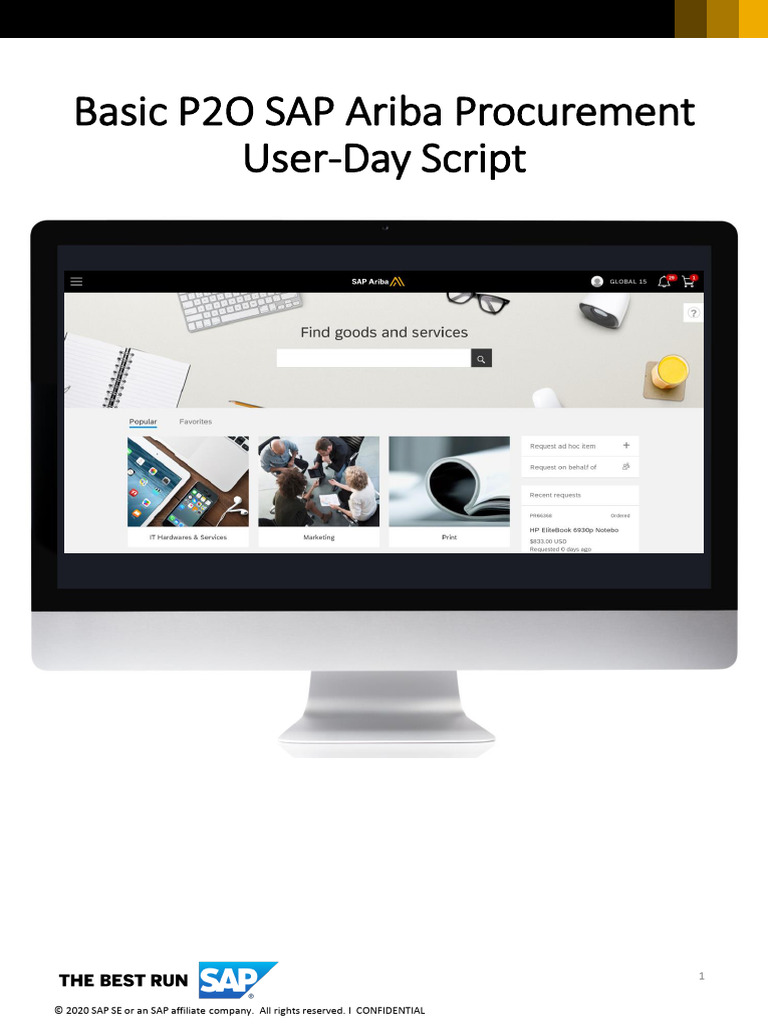 Basic P2O SAP Ariba Procurement User Day Script | PDF | Procurement | Http Cookie