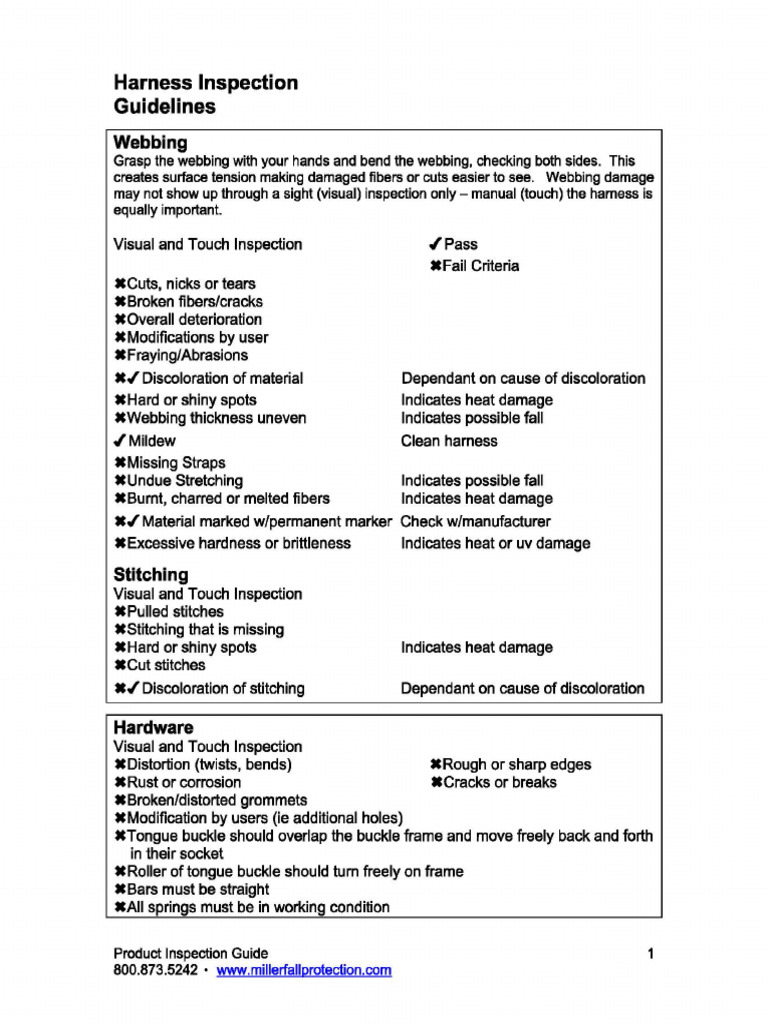 Harness Inspection Guidelines - Fy15 - sh-27664-sh5 - Lifeline - Harness - Inspection - Guide | PDF