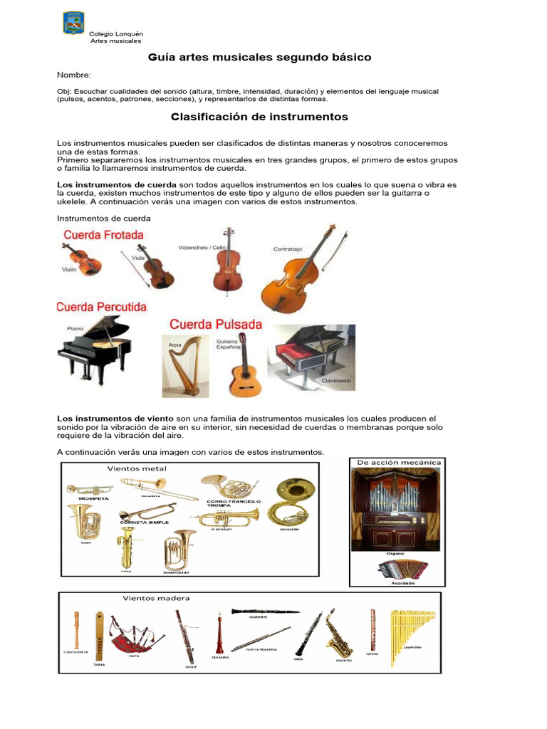 2º-Basico-Guía N°1 Instrumentos-Musicales | PDF
