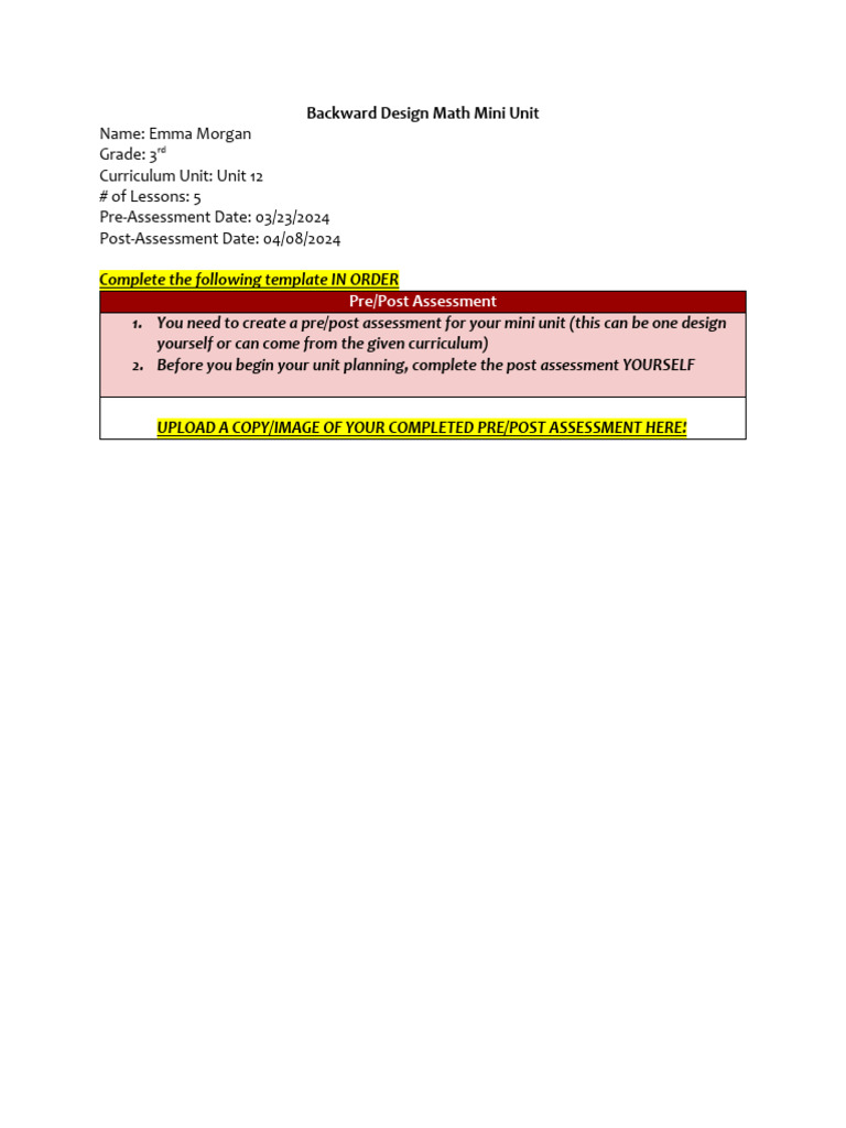 Backward Design Math Mini Unit Planning Guide | PDF | Perpendicular | Shape