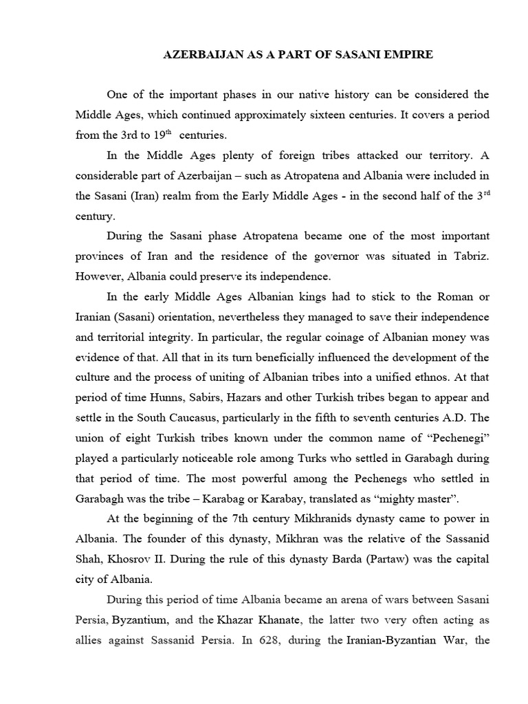 Azerbaijan in the Sasanian Empire | PDF | Asia