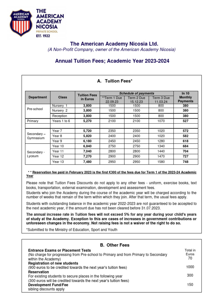 Annual Tuition Fees 2023-24-3 | PDF | Fee | Tuition Payments