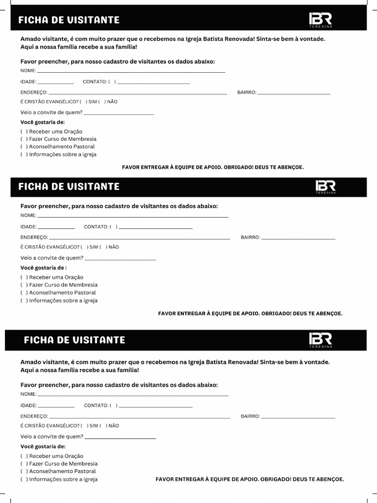 Ficha de Visitante Impressão | PDF