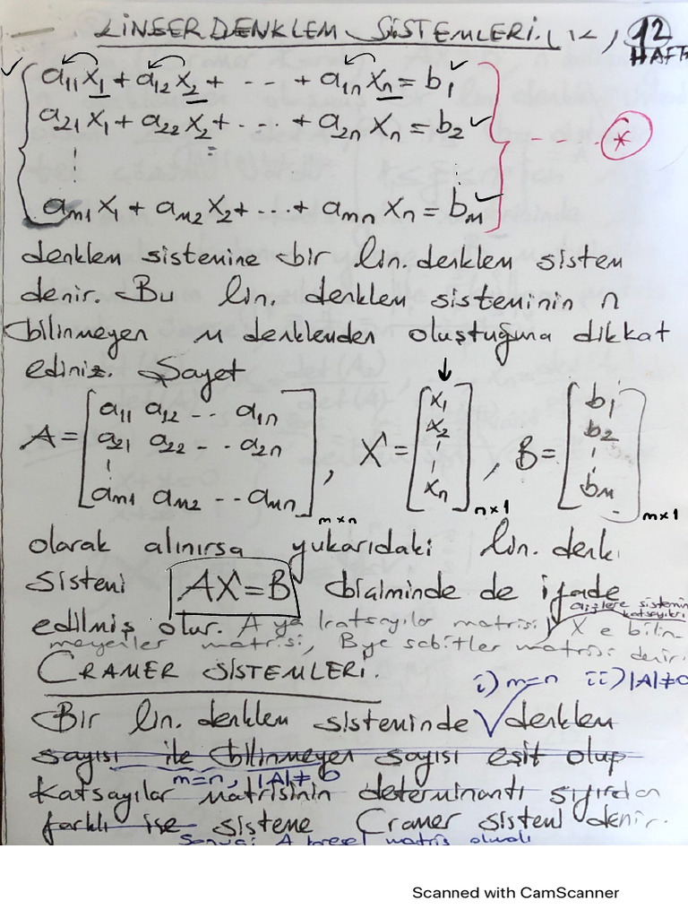 Lineer Denklem Sistemleri Ve Lineer Dönüşümler | PDF