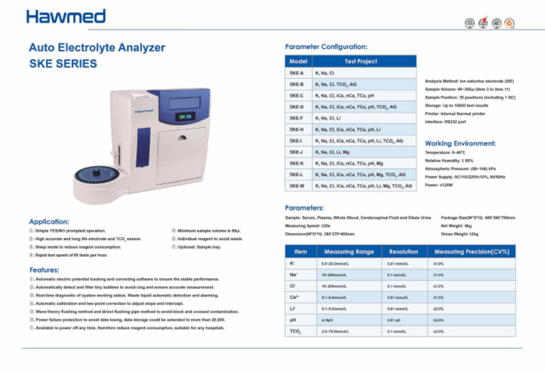 Catalogue of Hawmed SKE Series Electrolyte Analyzer | PDF
