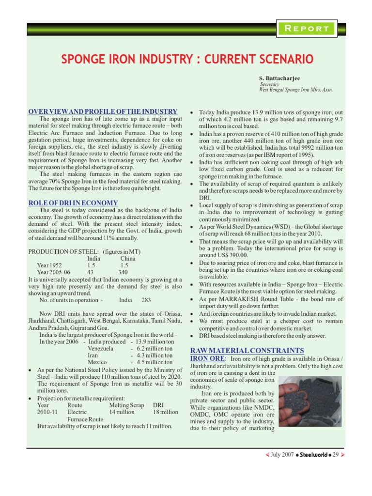 Sponge Iron Industry Current Scenario S | PDF | Iron Ore | Coal