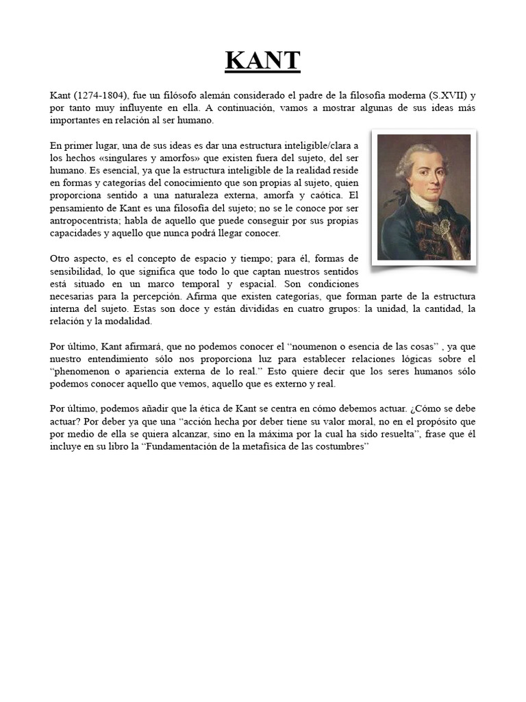 Ideas Clave de Kant sobre el Ser Humano | PDF | Filosofía
