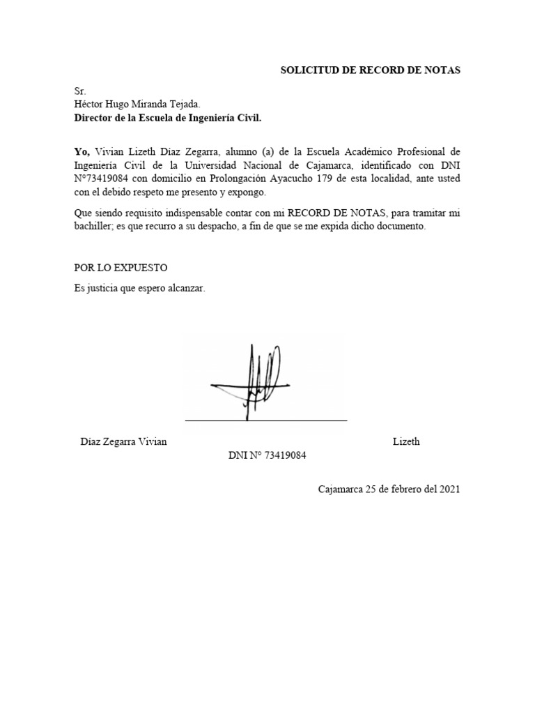 Solicitud de Récord de Notas Universitario | PDF