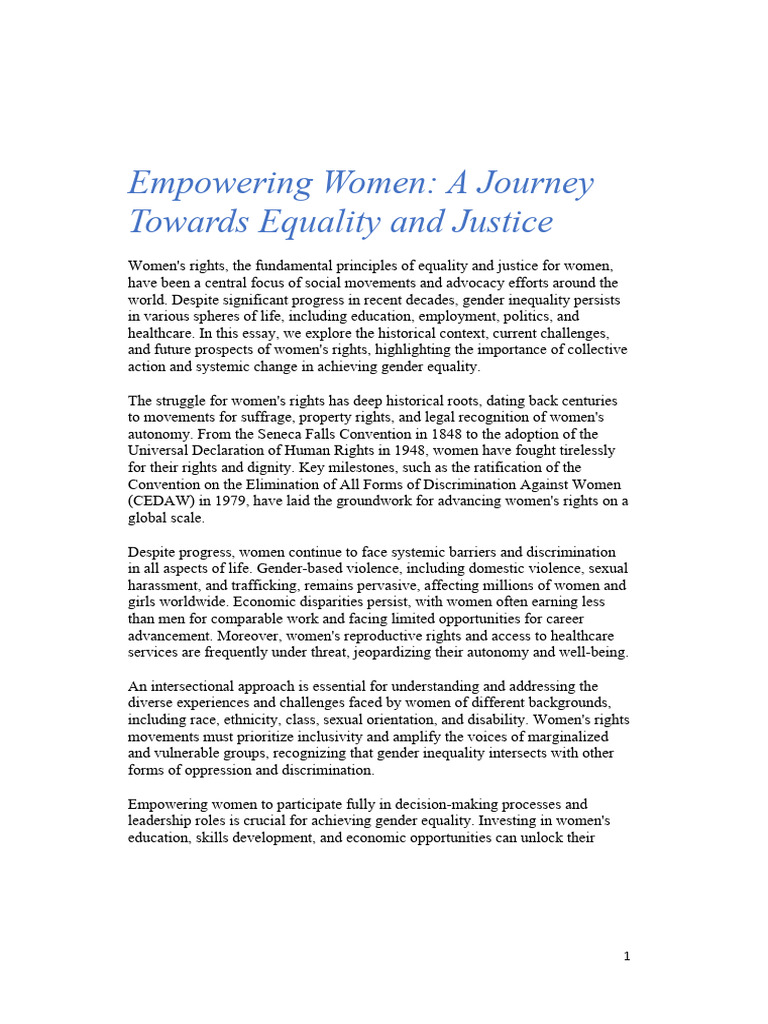 Empowering Women A Journey Towards Equality and Justice | PDF | Gender ...
