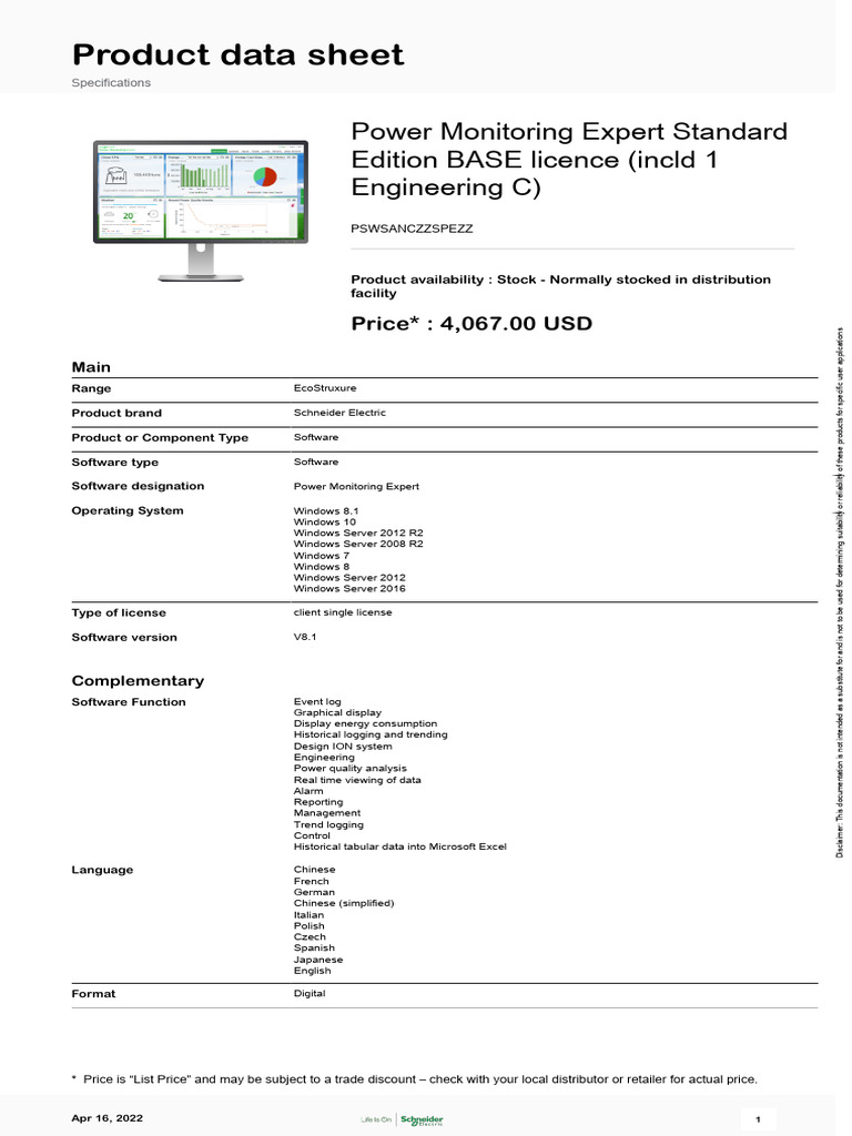 Power Monitoring Expert Software Details | PDF | Microsoft Windows ...