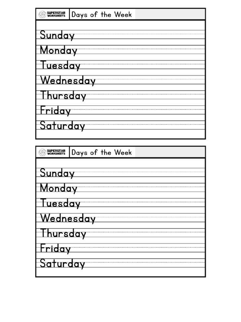 Worksheet Days of The Week | PDF