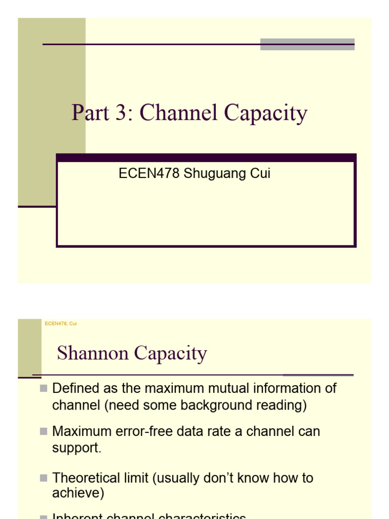 Lecture3 Capacity | PDF | Data Transmission | Algorithms