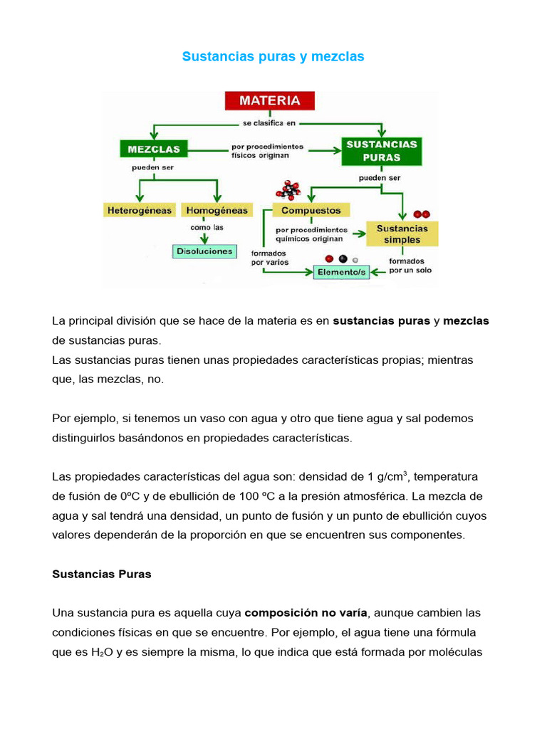 Sustancias Puras y Mezclas | PDF | Concentración | Mezcla