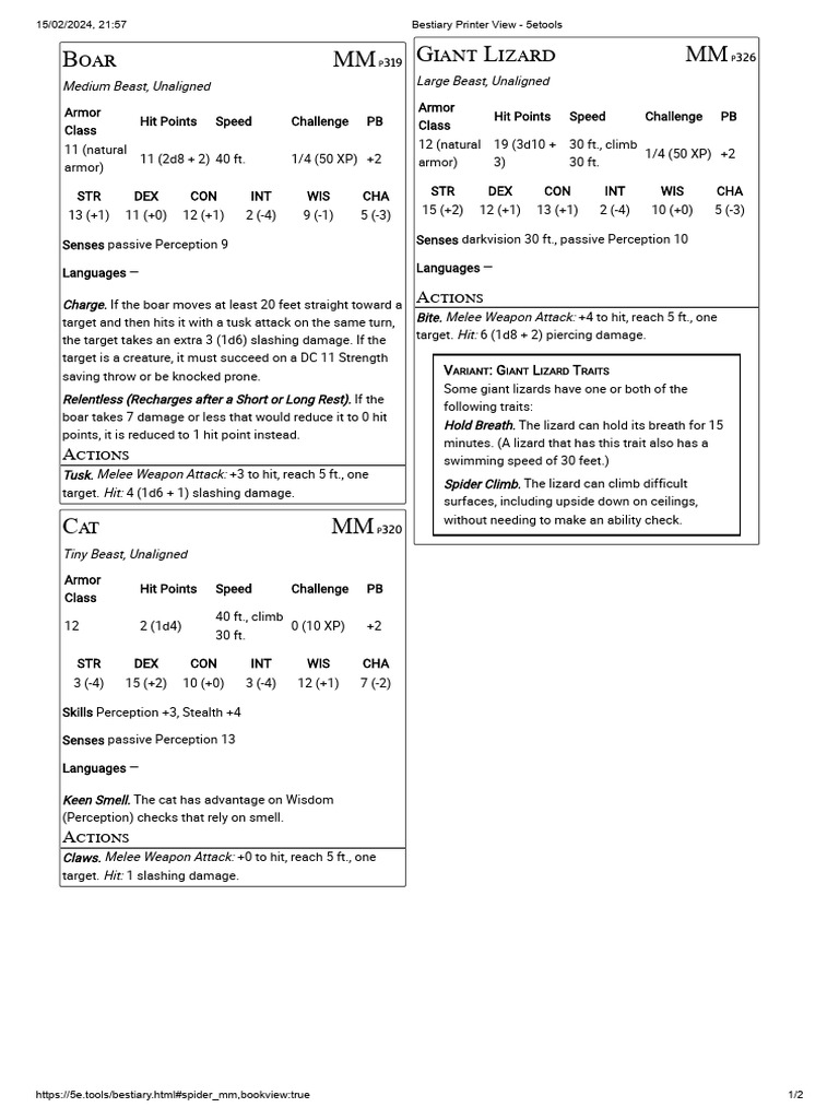 Wild Shape Forms | PDF