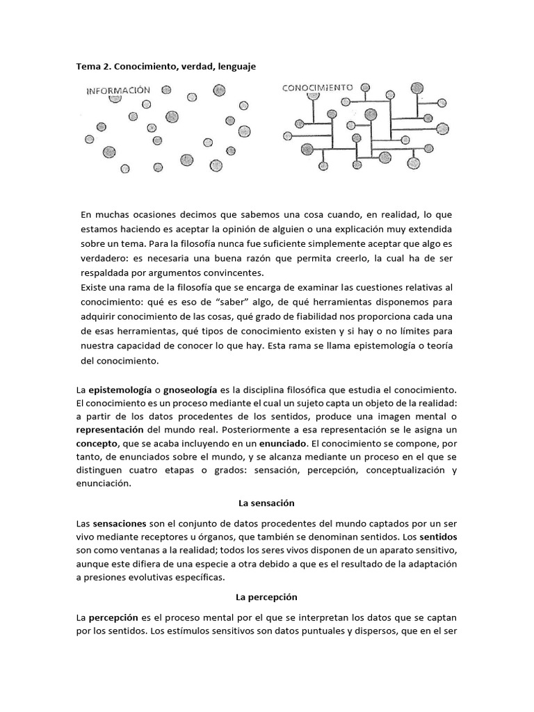 Tema 2 - El Conocimiento Filosófico | PDF | Conocimiento | Verdad