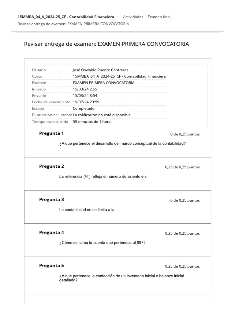 Revisión Examen Contabilidad Financiera | PDF | Contabilidad | Estado financiero