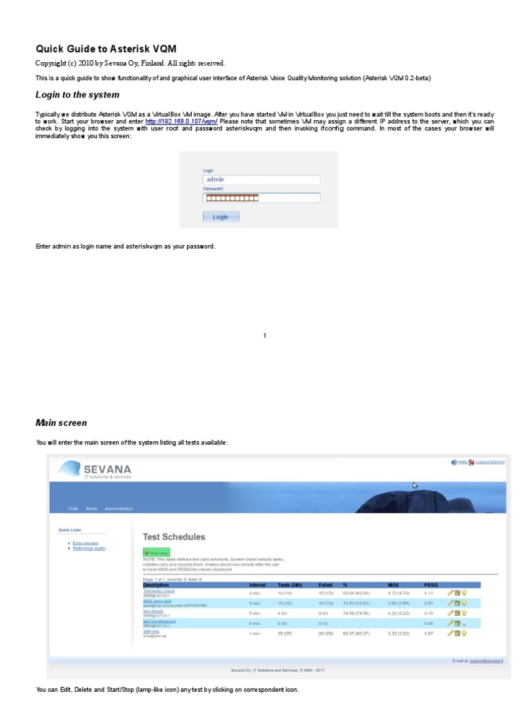 Quick Guide To Asterisk VQM: Login To The System | PDF