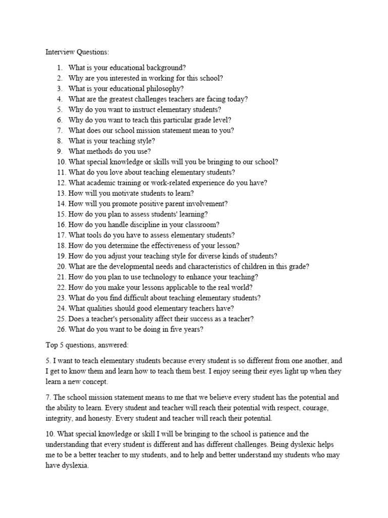 Hernandez Interviewquestions | PDF | Teachers | Dyslexia