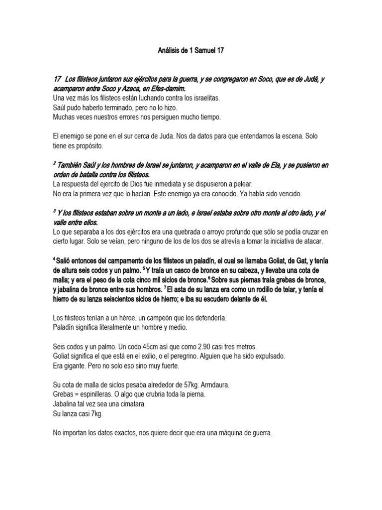 Análisis 1 Samuel 17 | PDF | David | Goliat