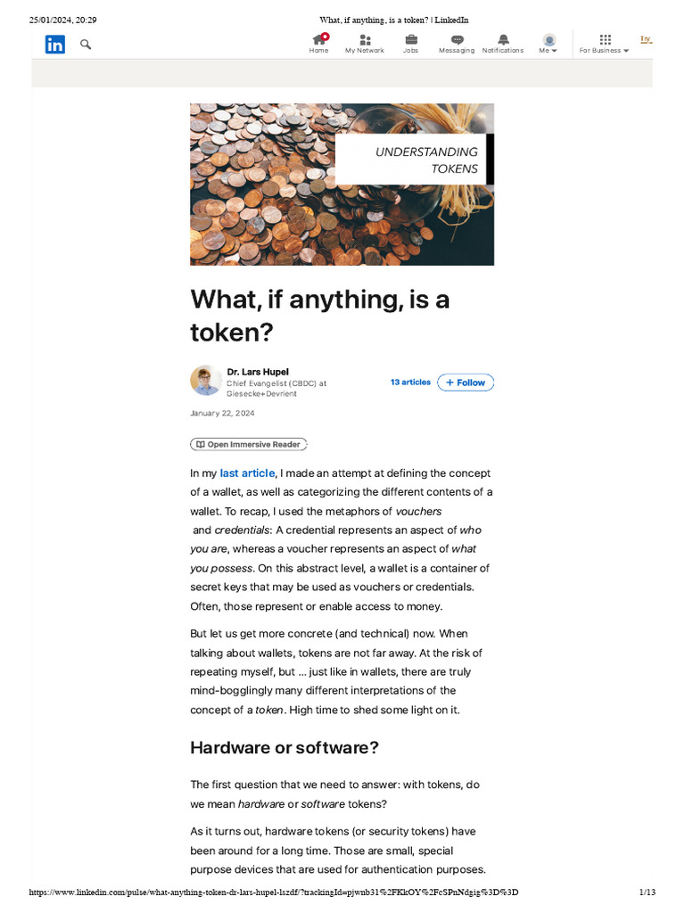 What If Anything Is A Token Linkedin Pdf Cryptocurrency
