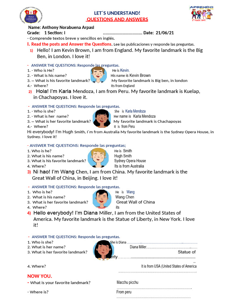 QUESTIONS and ANSWERS. 1°-Let S Understand-Act.1 - Exp.4-21-06-21 | PDF ...