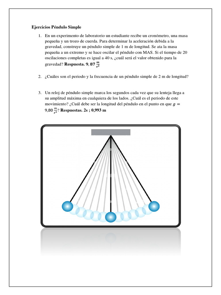 Ejercicios Péndulo Simple | PDF