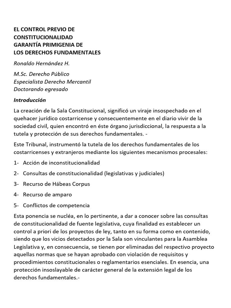 El Control Previo de | PDF | Constitución | Derecho Constitucional