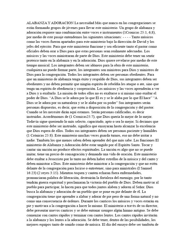 Ministerio de Alabanza y Adoración | PDF | La unción | Dios