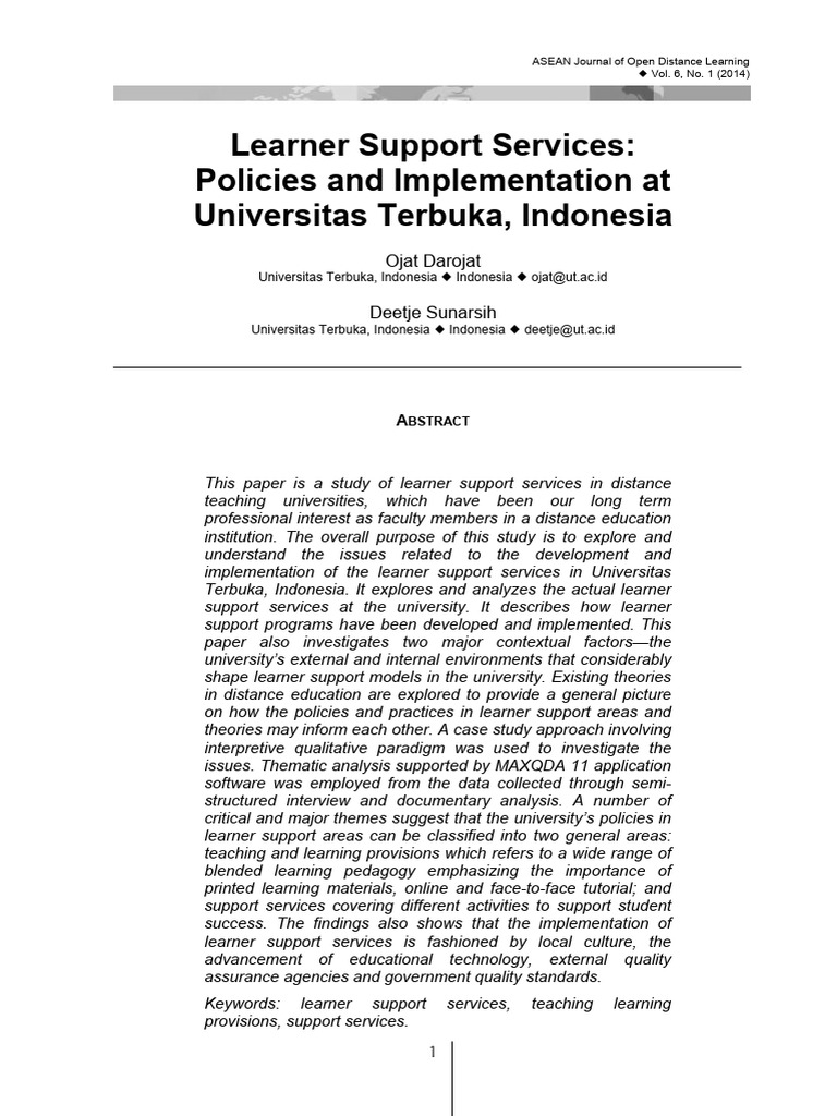 Vol 6, No 1 - 2014 - Learner Support Services | Download Free PDF ...