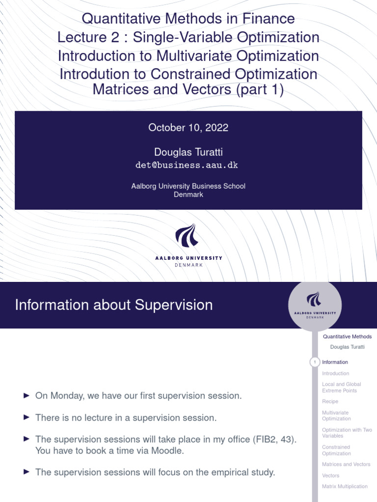 lecture 2 slides | PDF | Mathematical Optimization | Matrix (Mathematics)