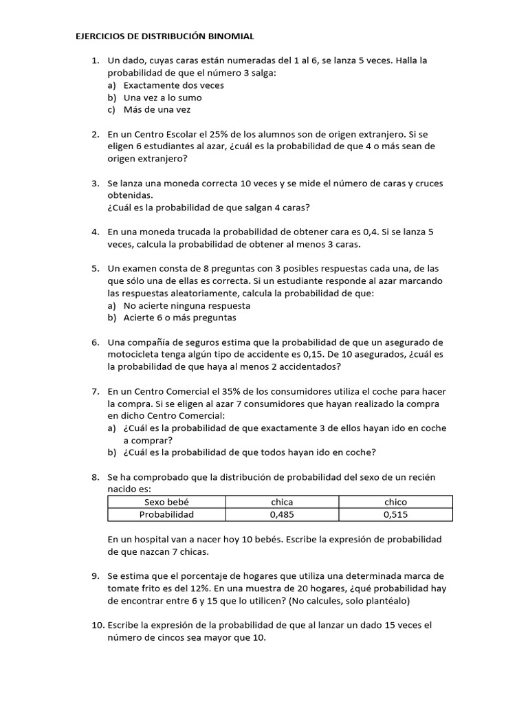 Ejercicios de Distribucioì N Binomial 2 | PDF