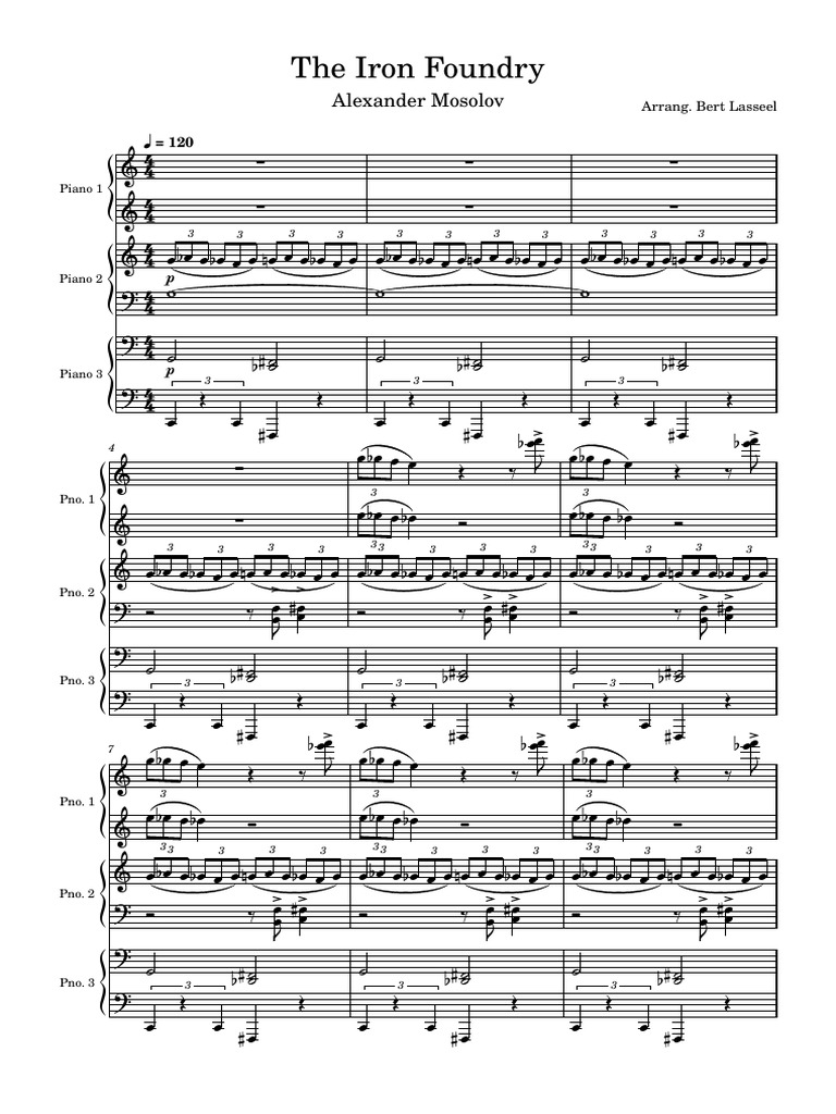 Mosolov's Iron Foundry for Piano Duet | PDF