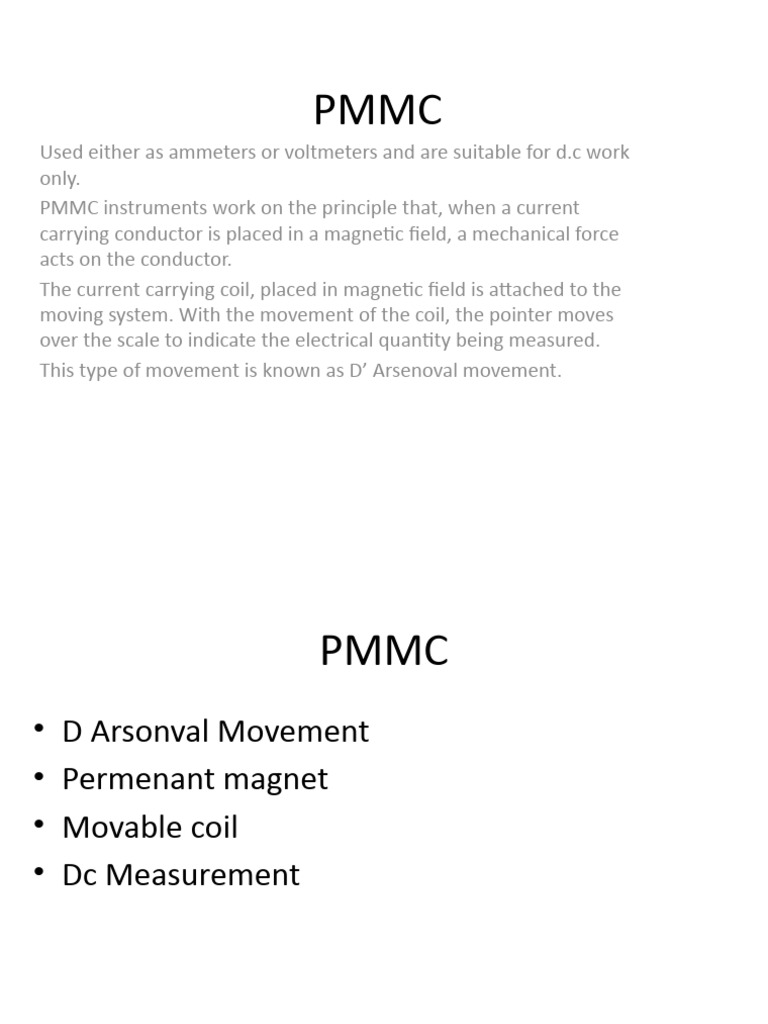 PMMC | PDF | Electrical Engineering | Electromagnetism