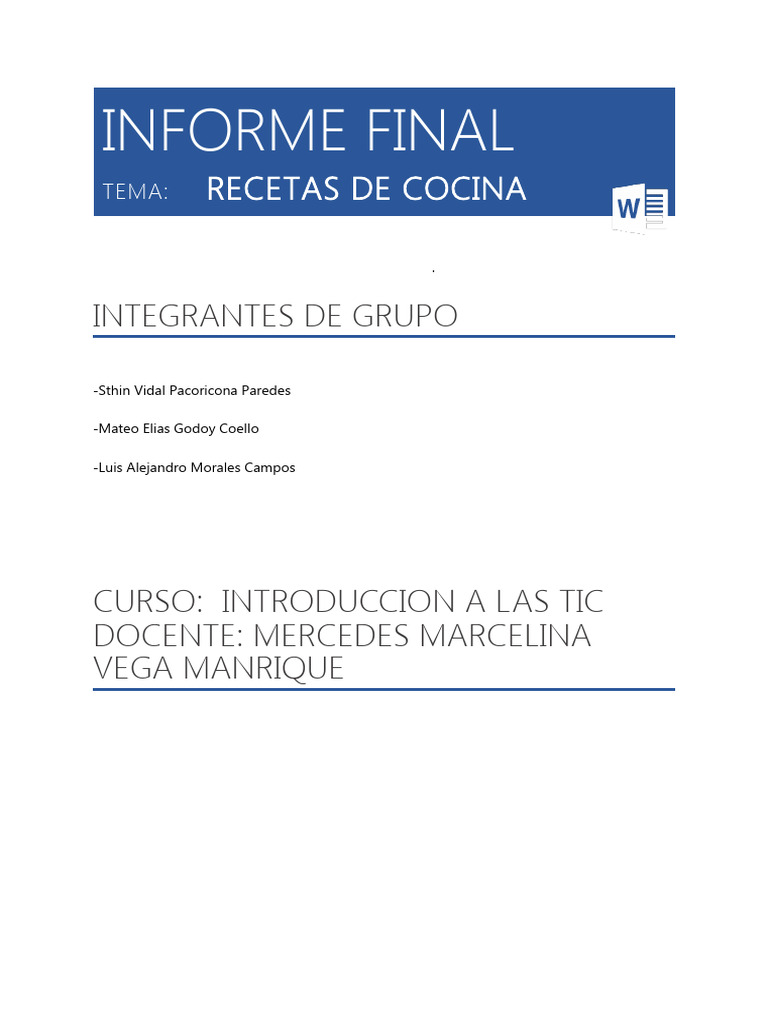 Informe Final Tic | PDF | Dieta | Nutrición